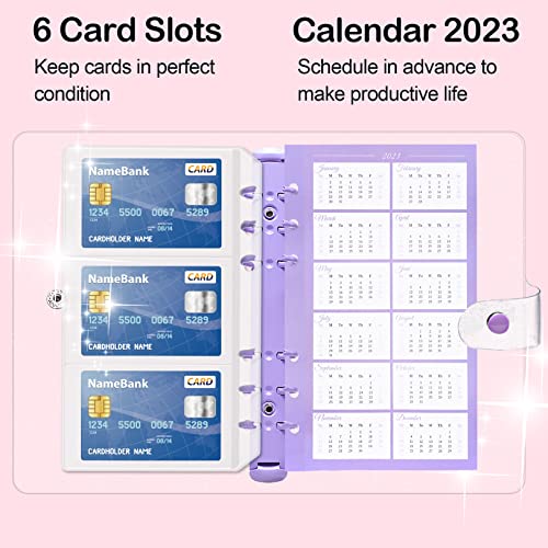 Budget Binder with Zipper Envelopes, [Jelly Glitter Collection] Money Organizer with Large Rose Gold Stickers, Calendar Cover, 6pcs Card Slots & 24pcs Expense Sheets, Gift Box Packaging, Saving Binder