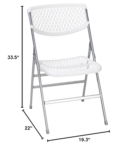 COSCO Ultra Comfort Commercial XL Plastic Folding Chair, 300 lb. Weight Rating, Triple Braced, White, 4-Pack