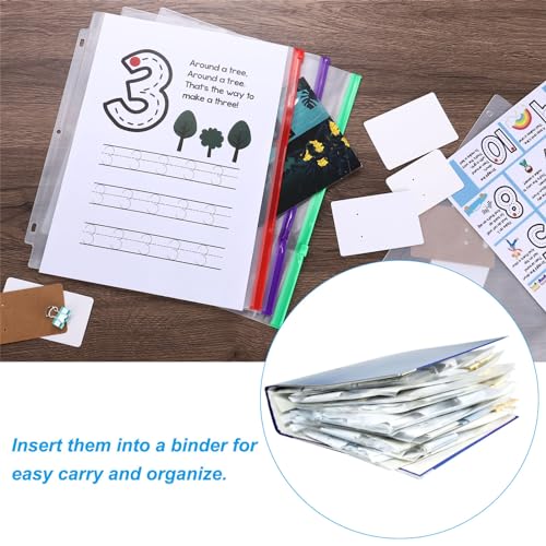 PATIKIL A4 Binder Pocket, 15 Pack PVC Letter Size Zipper 3 Holes Binder Pouch Folders Document Waterproof Filing Storage Loose Leaf Bags for 3-Ring Notebook Binder, Green