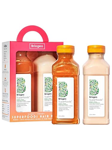 Briogeo Superfoods Mango + Cherry Balancing Shampoo and Conditioner Duo | Replenish Dull, Dry Hair and Supports Healthy Hair and Scalp | Vegan, Phalate & Paraben-Free | 25 Ounces