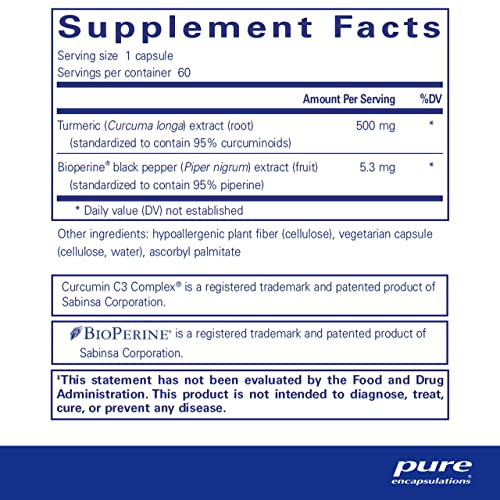 Pure Encapsulations Curcumin 500 with Bioperine | Antioxidant Supplement to Support Joints, Tissue, Liver, Colon, and Cellular Health* | 60 Capsules