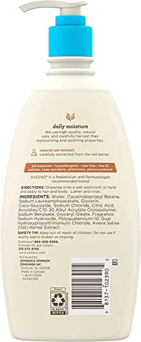 Aveeno Baby Wash and Shampoo, Lightly Scented, 18 Fluid Ounce, (Pack of 2)