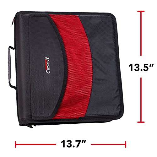 Case-it The Dual 2-in-1 Zipper Binder - Two 1.5 Inch D-Rings - Includes Pencil Pouch - Multiple Pockets - 600 Sheet Capacity - Comes with Shoulder Strap - Black Dual-121-A