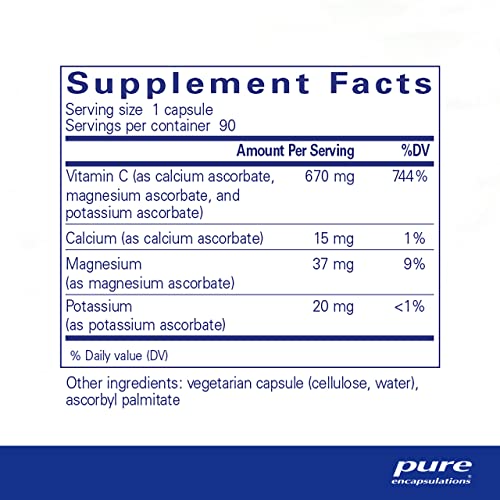 Pure Encapsulations Buffered Ascorbic Acid Capsules | Vitamin C for Sensitive Individuals* | 90 Capsules
