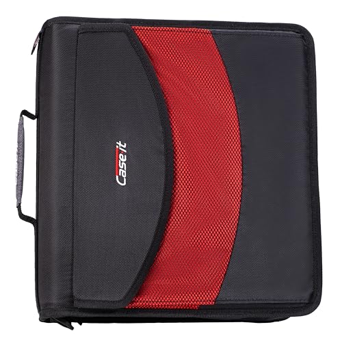 Case-it The Dual 2-in-1 Zipper Binder - Two 1.5 Inch D-Rings - Includes Pencil Pouch - Multiple Pockets - 600 Sheet Capacity - Comes with Shoulder Strap - Black Dual-121-A