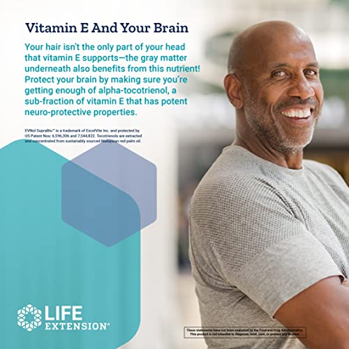 Life Extension Super Absorbable Tocotrienols – Vitamin E D-alpha tocopherol Supplement For Healthy Brain, Hair, Skin, Eye and Immune System – Gluten-Free, Non-GMO – 60 Softgels