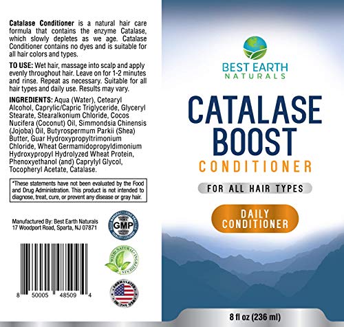 Best Earth Naturals Catalase Boost Conditioner Daily Anti Aging Catalase Conditioner for Men and Women 8 Ounces