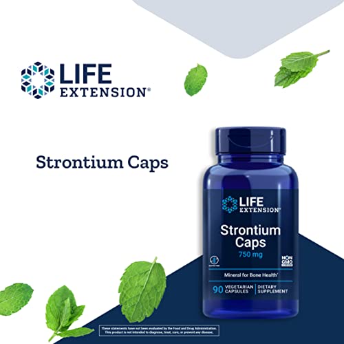 Life Extension Strontium Caps 750 mg - Bone Health Supplement - Supports Bone Tissue Density & Promotes Healthy Bone Aging β Non-GMO, Gluten-Free β 90 Vegetarian Capsules