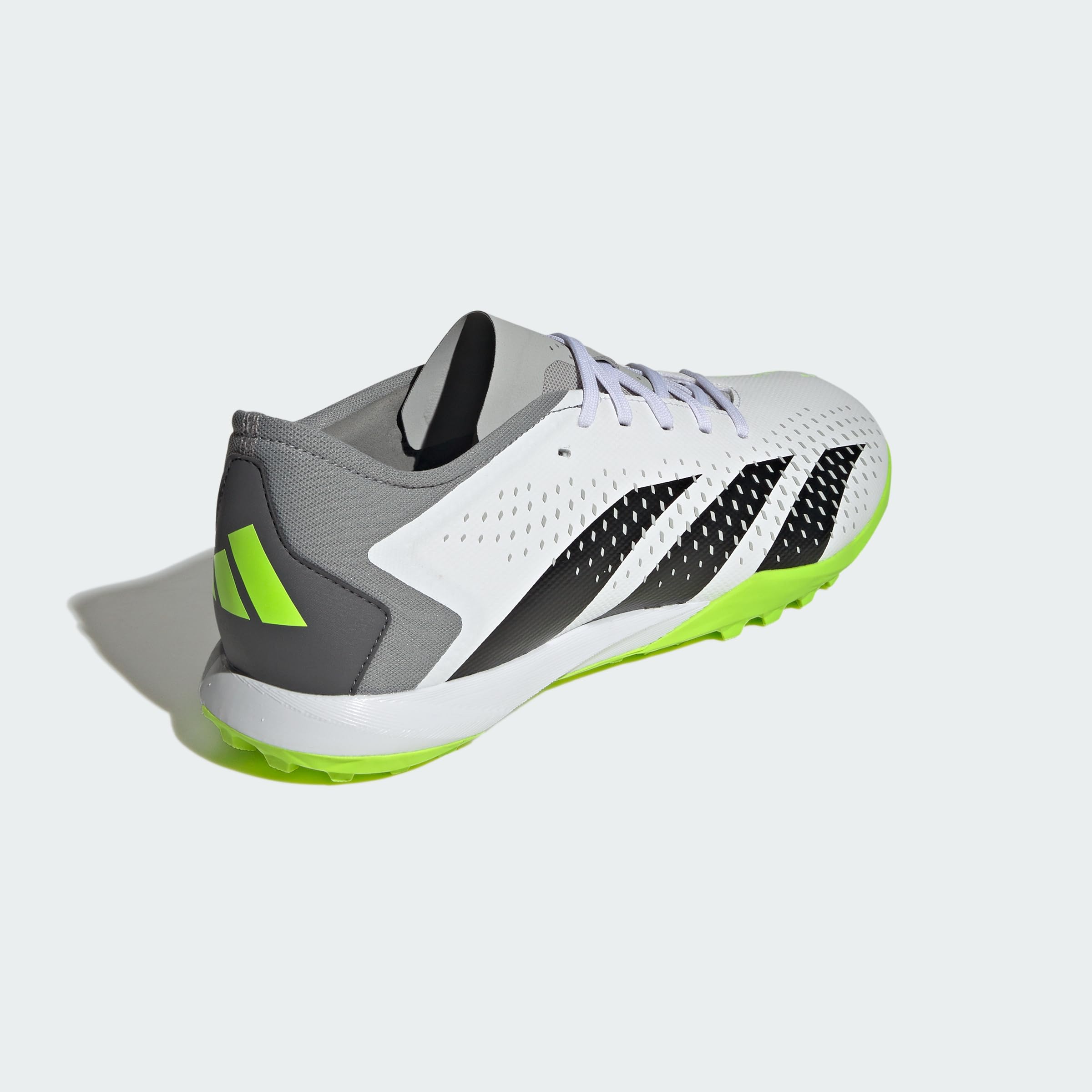 adidas Predator Accuracy.3 Low Turf Shoes, Unisex Adult Sizing, Perfected for Artificial Playing Surfaces, Made with Recycled Materials, White/Black/Lucid Lemon, 10.5 Women/9.5 Men
