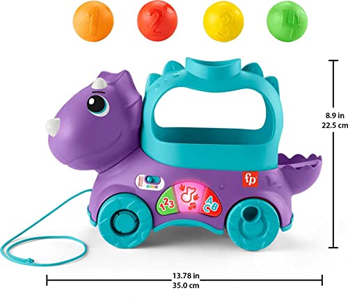 Fisher-Price Toddler Learning Toy Poppin’ Triceratops Dinosaur Pull-Along Ball Popper With Smart Stages For Ages 1+ Years