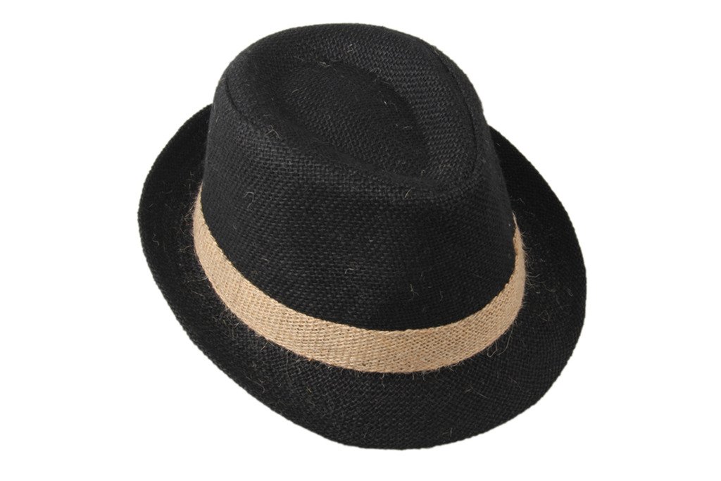 DANTIYA Little Boys' Kids Linen Straw Band Fedoras Hat Caps Black