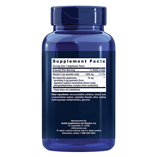 Life Extension Vitamin C & Bio-Quercetin Phytosome – for Immune Support & Anti-Aging – Promotes Collagen Formation and Iron Uptake - Gluten-Free, Non-GMO – 250 Vegetarian Tablets