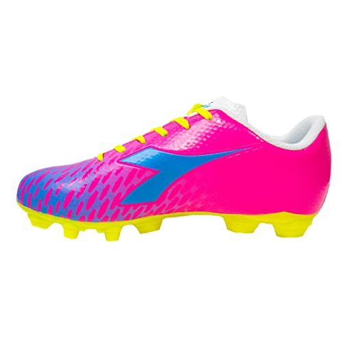 Diadora Cattura Youth Firm Ground Soccer Cleats, Little/Big Kid Sizing, Perfected for Natural and Artificial Playing Surfaces (Pink/Cyan Blue, US Footwear Size System, Big Kid, Numeric, Medium, 6.5)