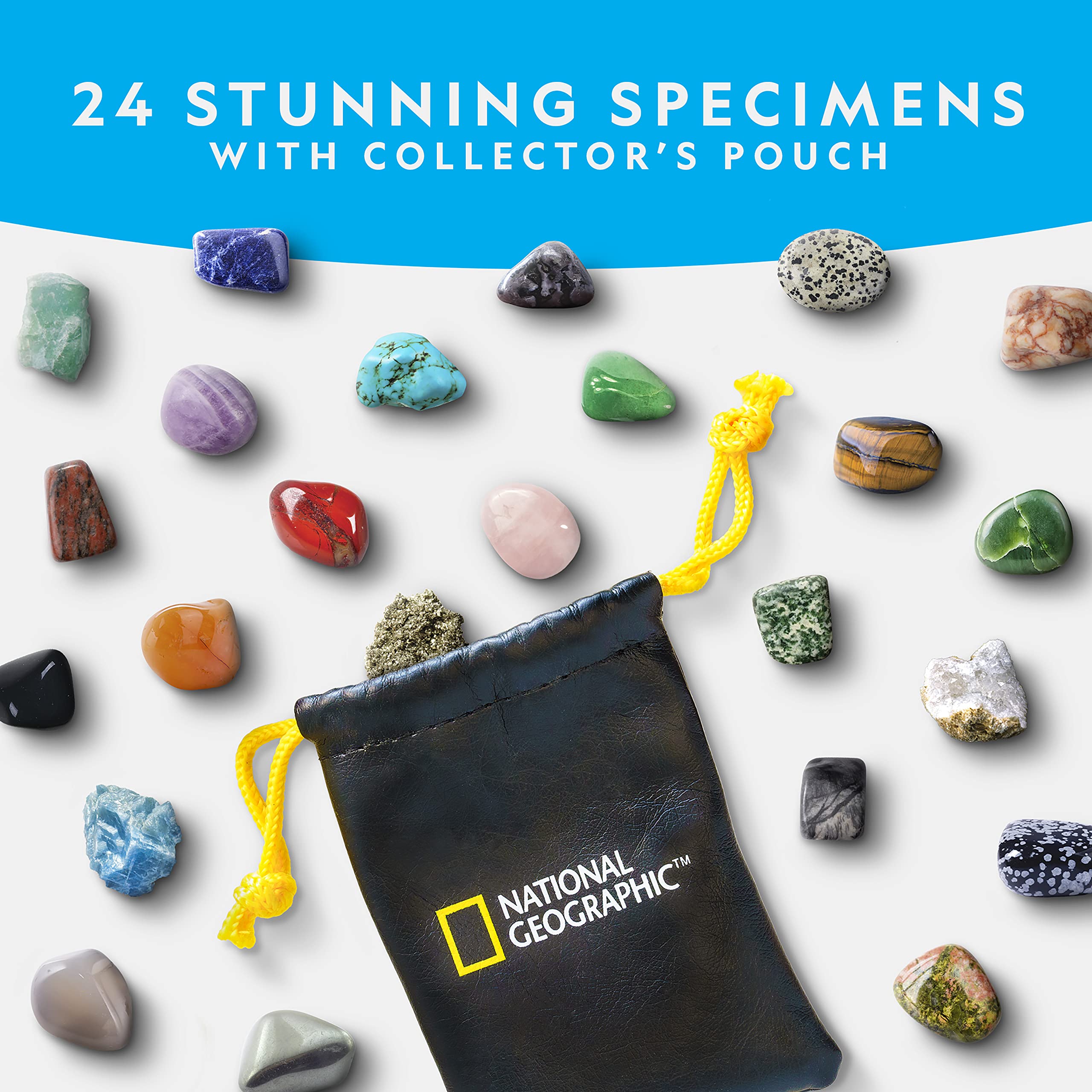 NATIONAL GEOGRAPHIC Gemstone Advent Calendar - 2024 Advent Calendar for Kids with 24 Gemstones to Open Each Day, a Complete Rock Collection Christmas Countdown Calendar with Mini Gemstone Dig Kit