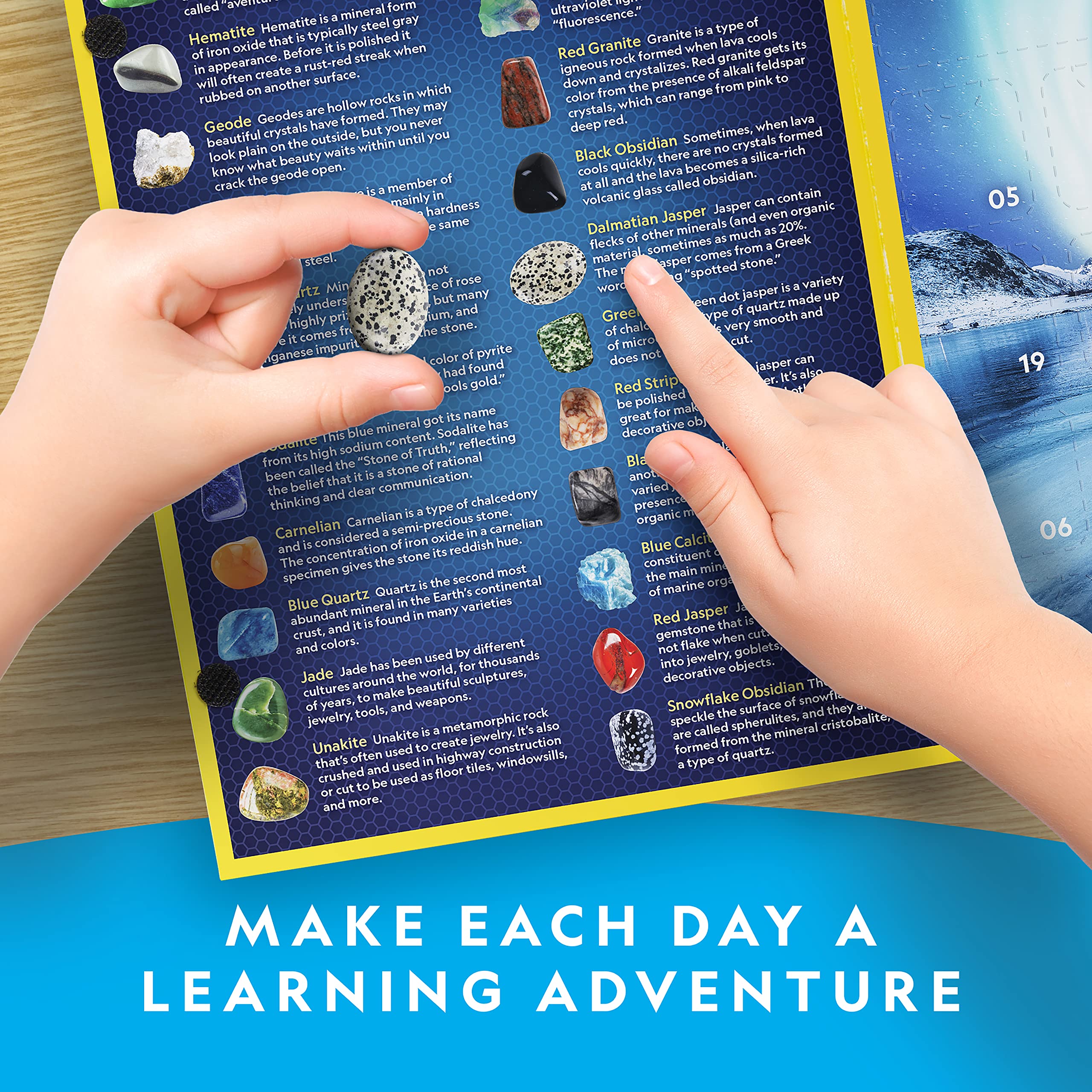 NATIONAL GEOGRAPHIC Gemstone Advent Calendar - 2024 Advent Calendar for Kids with 24 Gemstones to Open Each Day, a Complete Rock Collection Christmas Countdown Calendar with Mini Gemstone Dig Kit