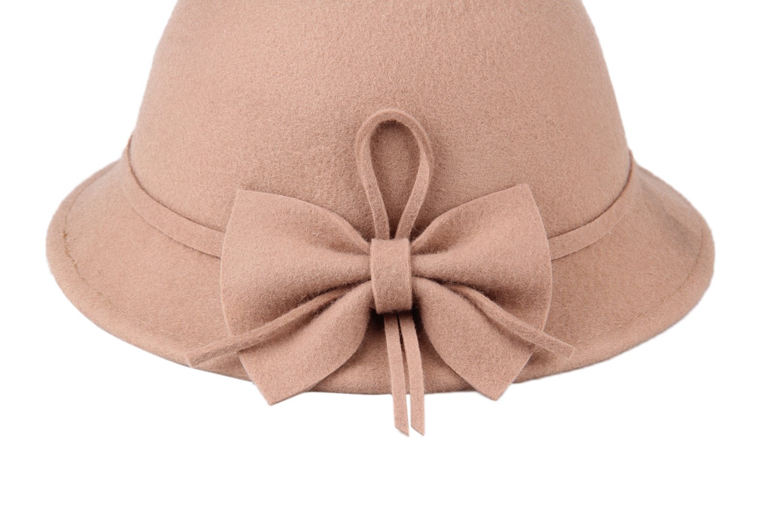 DANTIYA Kids Girls Winter Warm Bucket Hats Fedoras with Belt (Khaki)