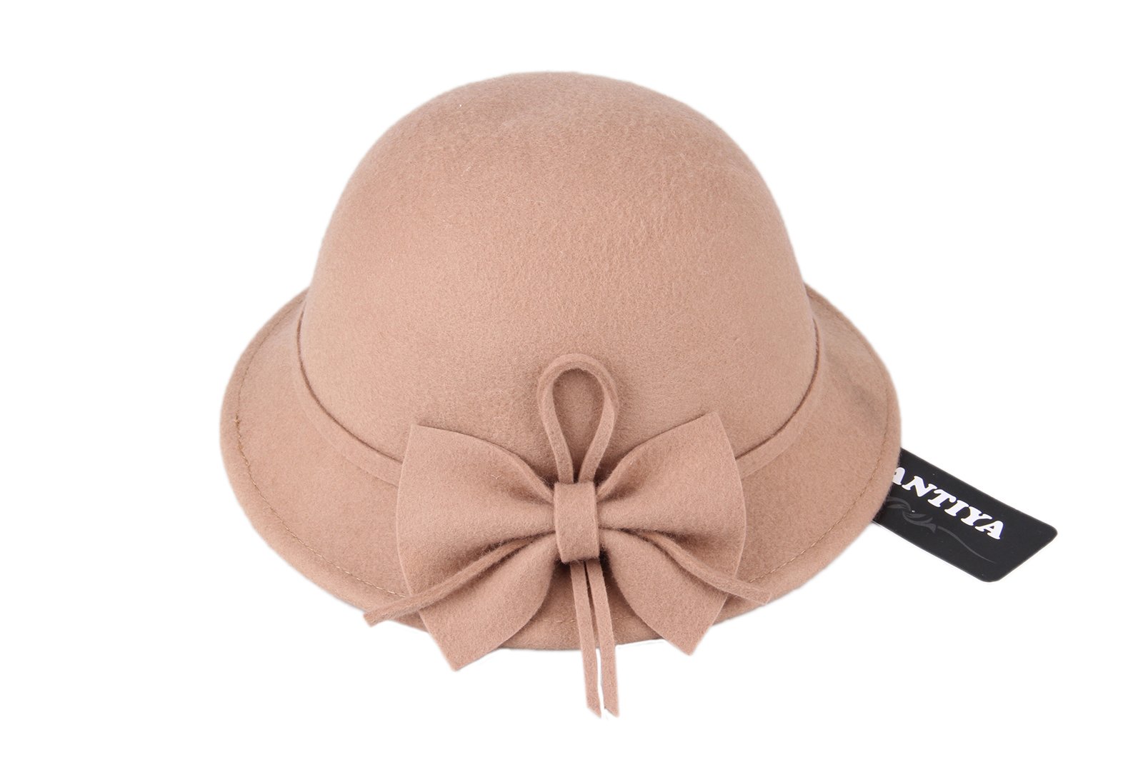 DANTIYA Kids Girls Winter Warm Bucket Hats Fedoras with Belt (Khaki)