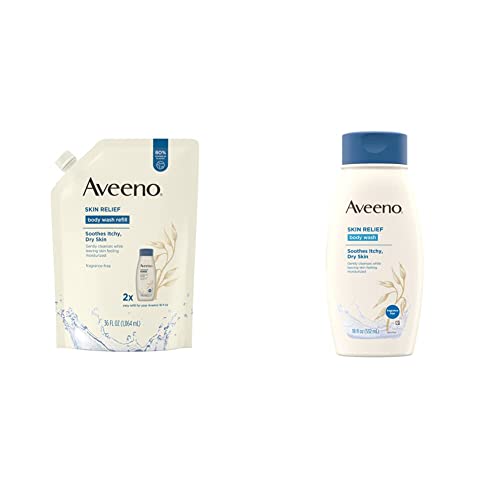 Aveeno Skin Relief Body Wash, Fragrance Free, Refill, 36 Fl. Oz Skin Relief Fragrance-Free Moisturizing Body Wash