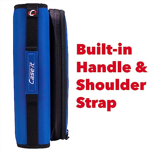 Case-it The Universal Zipper Binder - 2 Inch O-Rings Padded Pocket That Holds up to 13 Laptop/Tablet Multiple Pockets 400 Page Capacity Comes with Shoulder Strap Midnight Blue LT-007