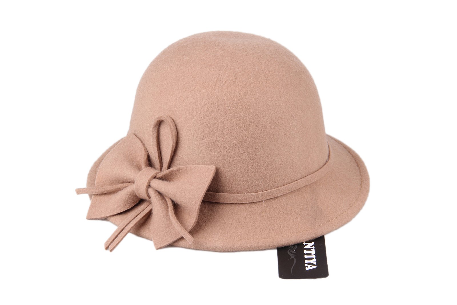 DANTIYA Kids Girls Winter Warm Bucket Hats Fedoras with Belt (Khaki)