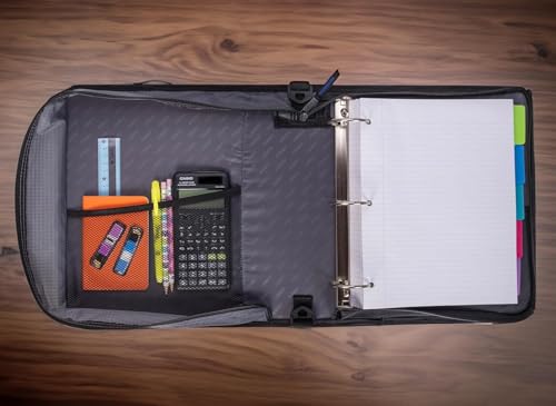 Case-it The Universal Zipper Binder - 2 Inch O-Rings Padded Pocket That Holds up to 13 Laptop/Tablet Multiple Pockets 400 Page Capacity Comes with Shoulder Strap Midnight Blue LT-007
