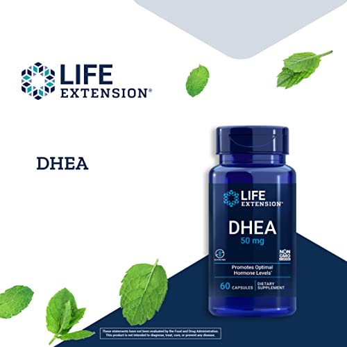 Life Extension DHEA - For Hormone Balance, Immune Support, Anti-Aging, Cardio, Circulatory & Bone and Sexual Health - Dehydroepiandrosterone For Memory Support - Non-GMO - 60 Capsules