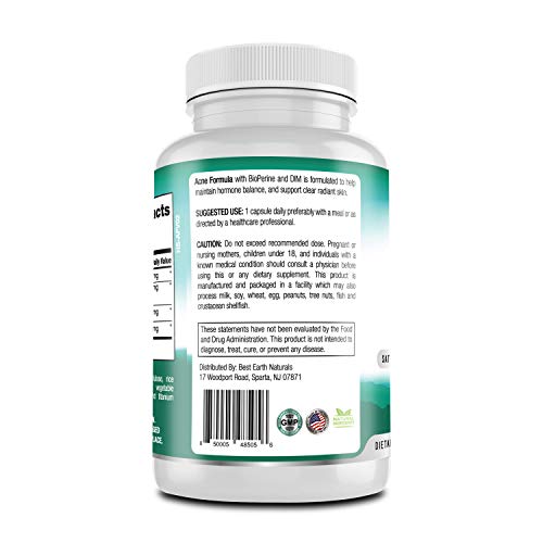 Best Earth Naturals AcneSupplement Formula Blemish Blocker Helps Promote Clear, Radiant, Healthy Skin + Fights Blemishes from Within