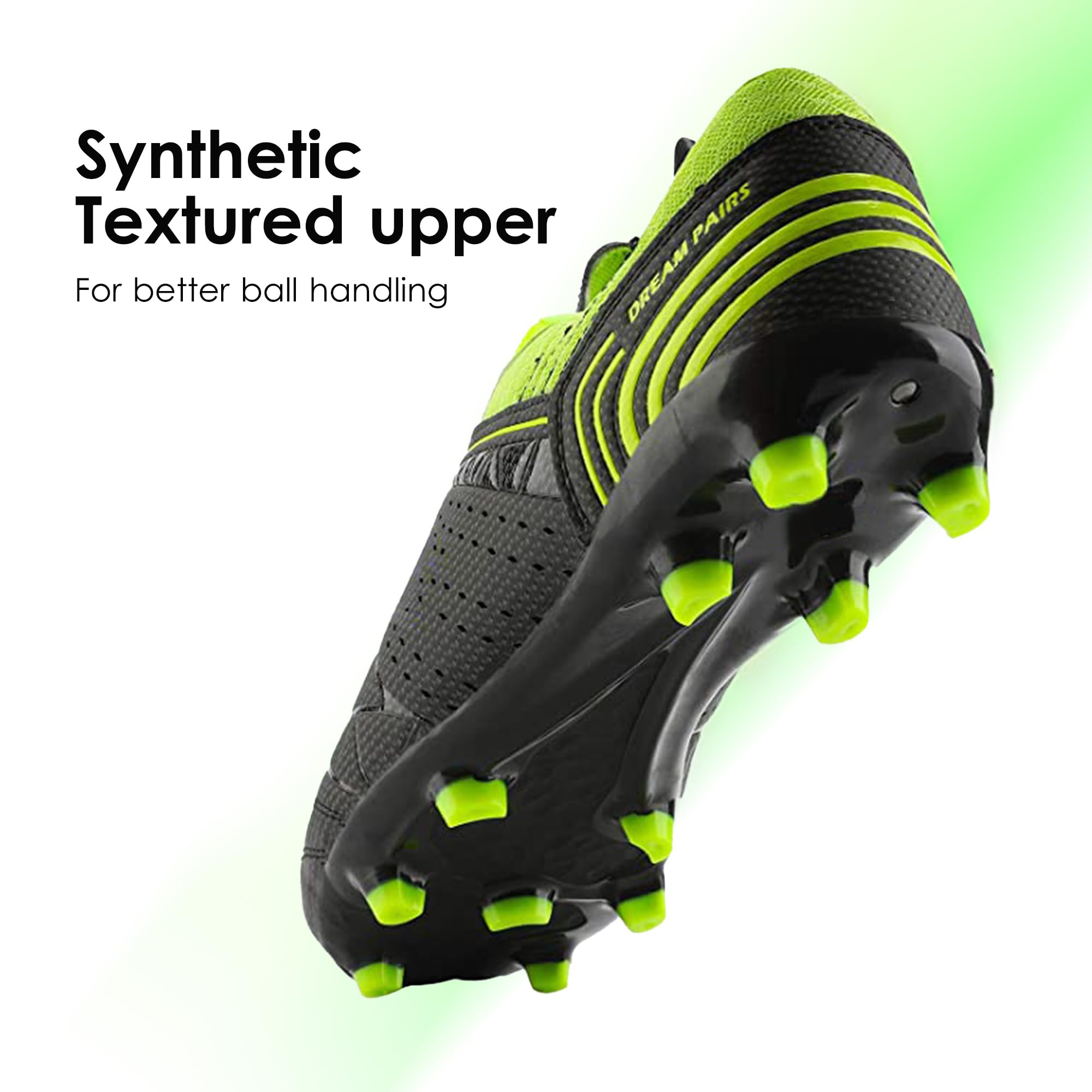 DREAM PAIRS Mens Cleats Football Soccer Shoes,Size 10,Black/Neon/Green,160859-M