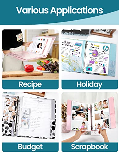 3 Ring Binder 1 Inch, SUNEE Cute Binder with Clipboard, 2 Pockets, 5 Tab Dividers & Label Stickers, Decorative Blue Marble Heavy Duty Three Ring Binder (Fit 8.5x11) for Office Binder Supplies