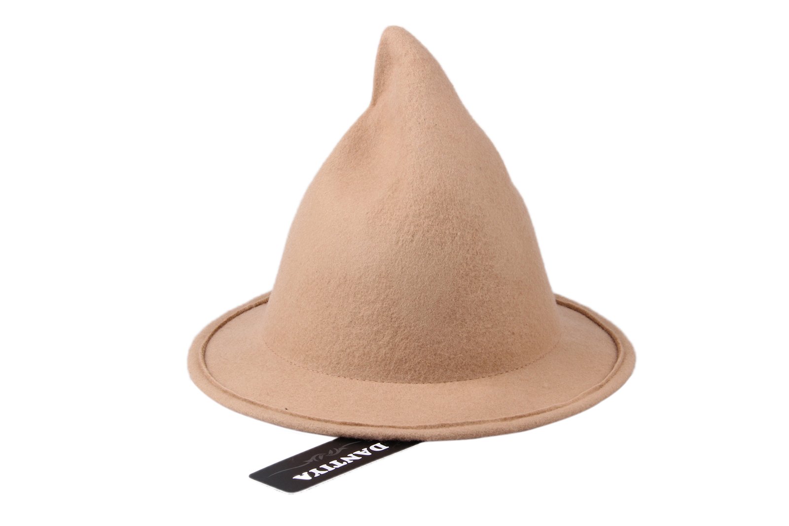 DANTIYA Women's Wool Felt Candy Colored Sharp Pointed Witch Hat for Halloween Party and Daily Khaki
