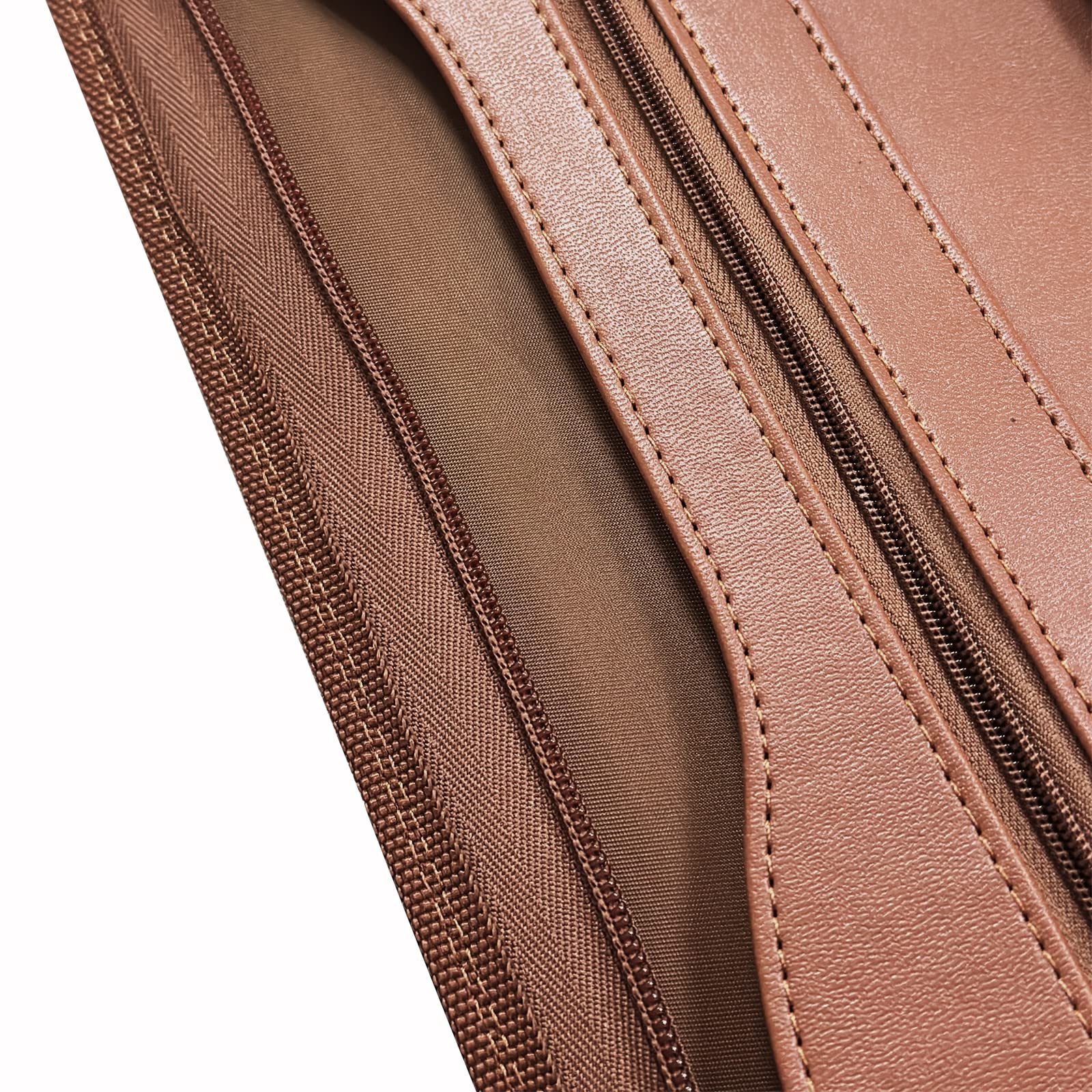 Portfolio Binder Organizer PU Leather Padfolio with 4 Ring Binder & Handle Zipper Padfolio for Documents Resume Tablet Business Cards Notebook Organizer Solar Calculator Included (Brown 4-Ring)