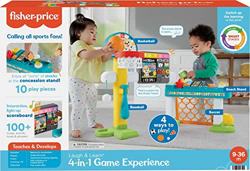 Fisher-Price Laugh & Learn Toddler Learning Toy, 4-In-1 Game Experience Sports Activity Center With Smart Stages For Ages 9+ Months