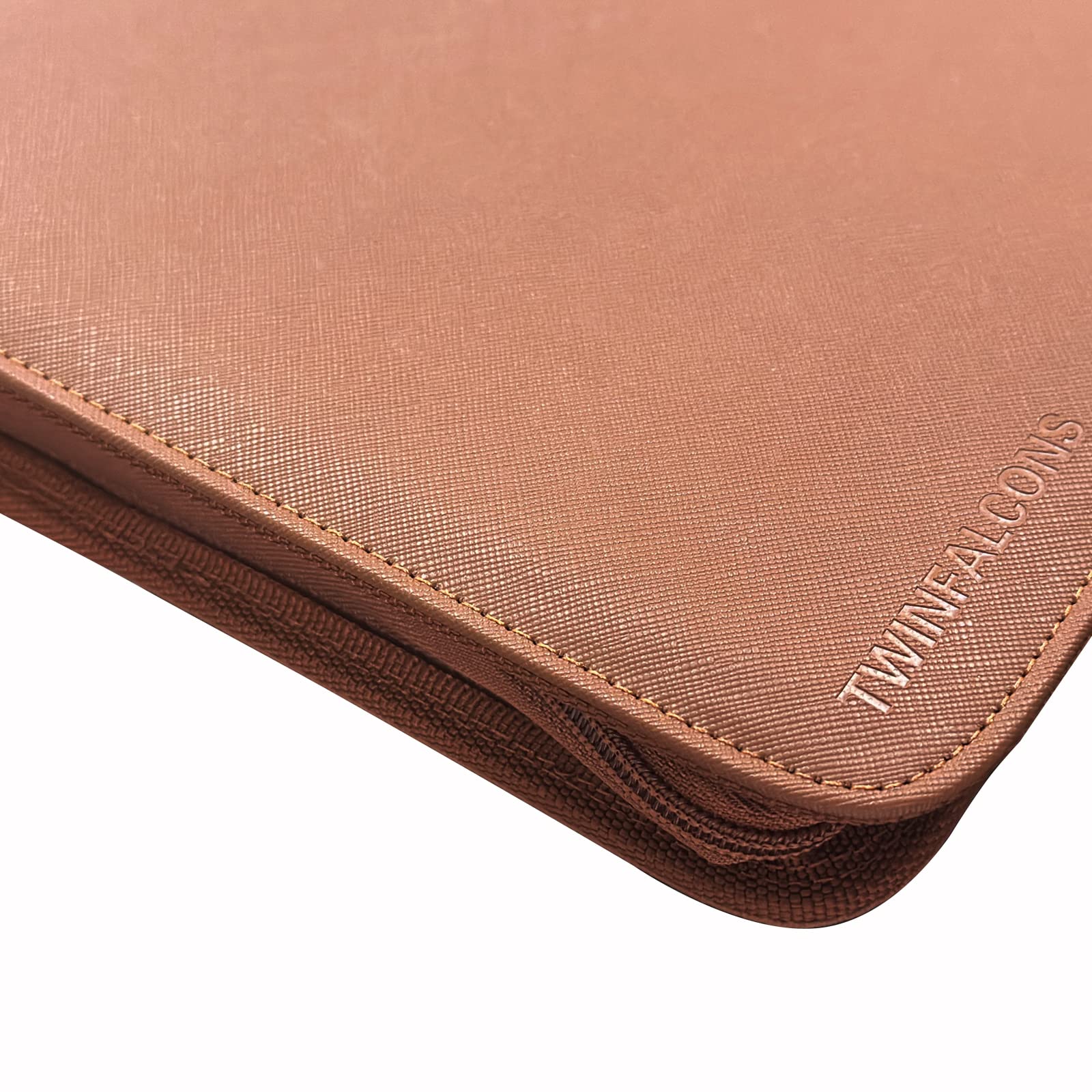 Portfolio Binder Organizer PU Leather Padfolio with 4 Ring Binder & Handle Zipper Padfolio for Documents Resume Tablet Business Cards Notebook Organizer Solar Calculator Included (Brown 4-Ring)