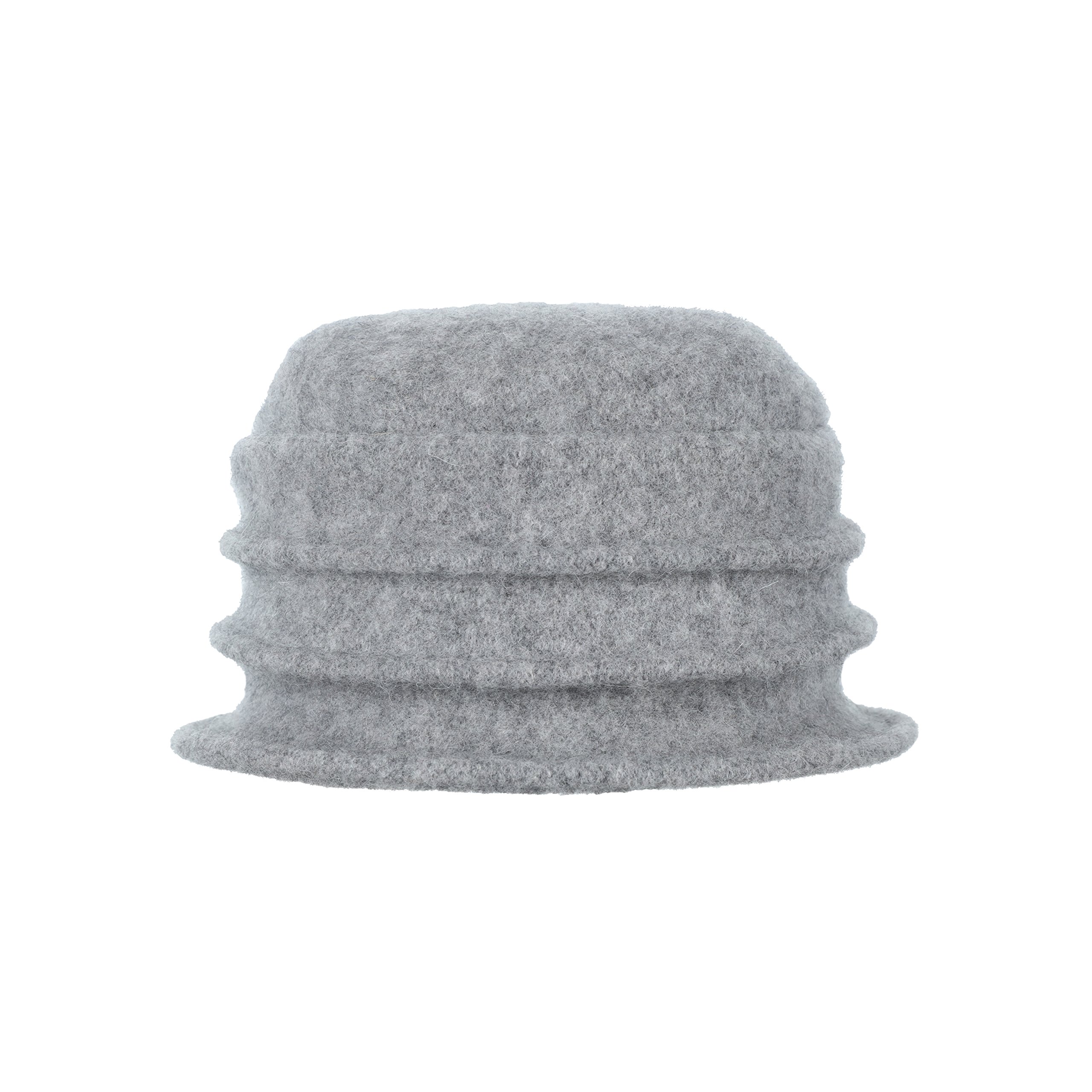 DANTIYA Womens Winter Warm Wool Cloche Bucket Hat Slouch Wrinkled Beanie Cap with Flower (Flower-Grey)