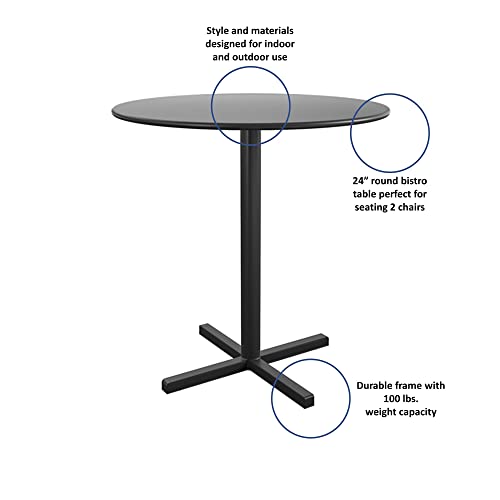 CoscoProducts COSCO 88852BLK1E Round Indoor/Outdoor Steel Bistro Table, 24", Black