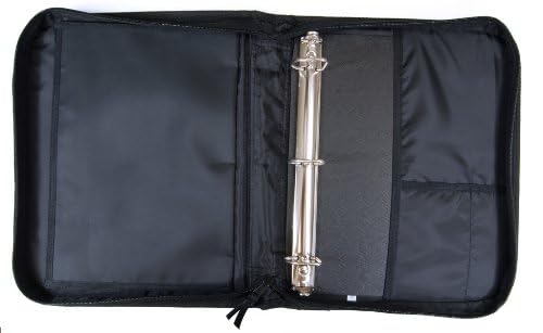 Top Flight Titanium Zipper Binder with 1.5 Inch Slant D-Rings, Foldout Pouch, CD Carrier and Interior File Pocket, 13.5 x 11 Inches, 1 Binder, Black/Red (4511491)