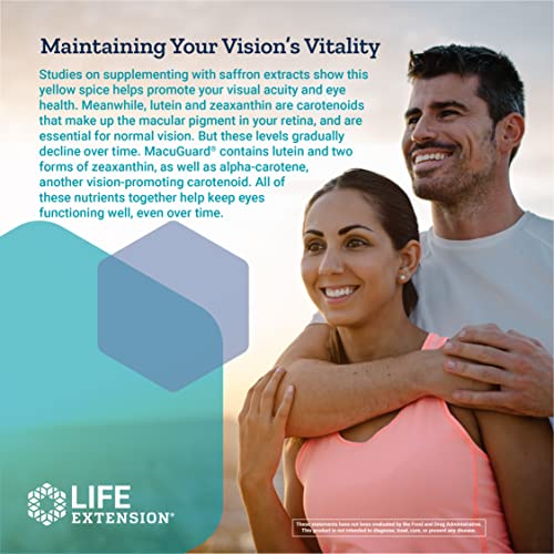 Life Extension MacuGuard Ocular Support with Saffron - Eye Health Supplement - Lutein, Astaxanthin & Zeaxanthin β Once-Daily, Non-GMO, Gluten-Free - 60 Softgels