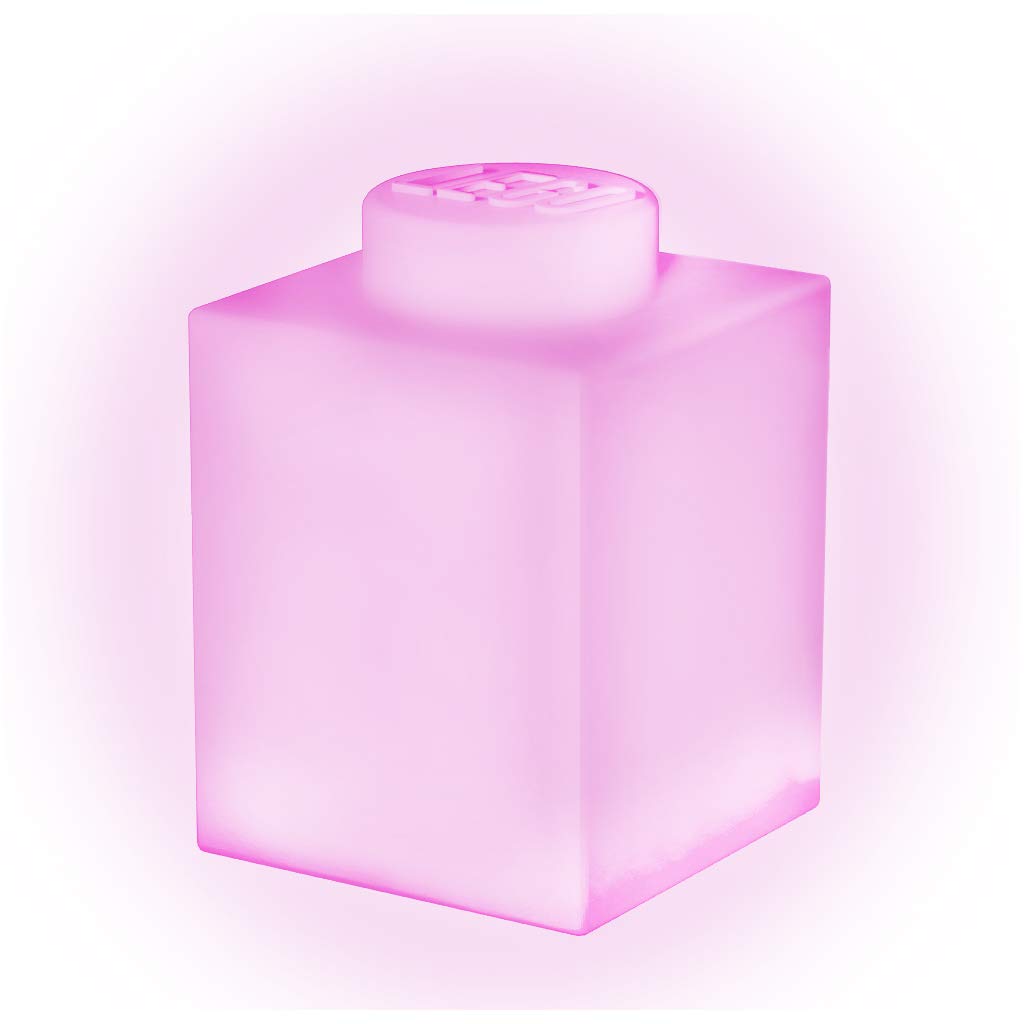 Lego Classic 1x1 Silicone Night Light - Pink - 3" x 3" x 4.5", Ages 6+ (LP39) Portable Flexible Nightlight for Kids Teens Bedroom Gaming Room Home Decor