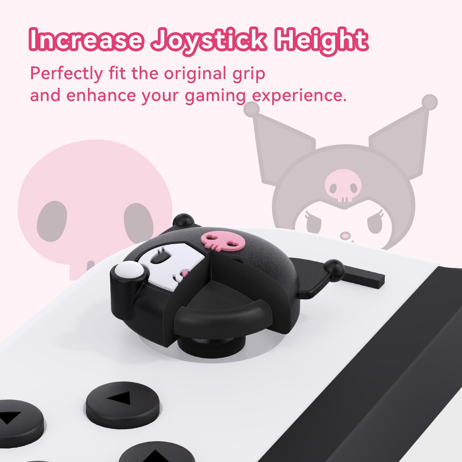 WISHAVEN Cute Pocket Monsters Joycon Thumb Grip Caps Compatible with Nintendo Switch, Soft Silicone Joystick Cover for Nintendo Switch/OLED/Lite Controller, 4PCS (Skull & Troublemaker Rabbit)