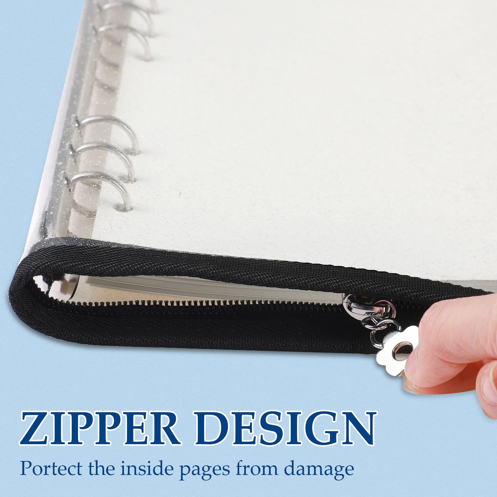 4 Pcs A5 Binder Photocard Binder with Inner 6 Ring, Clear K-Pop A5 Album PVC Photo Album Organizer with Zipper, Soft Reusable Notebook Shell,10"x7"(Black)
