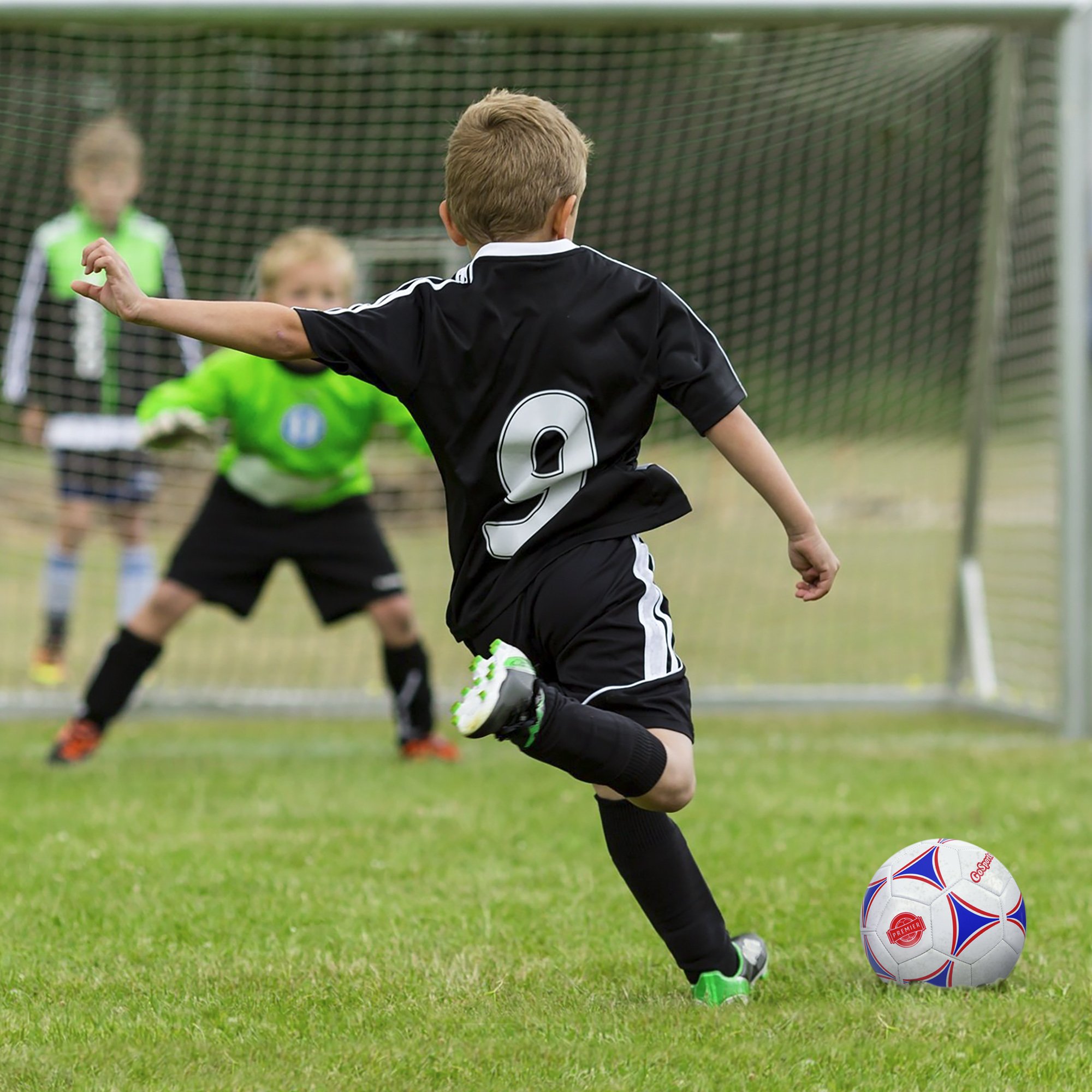GoSports Premier Soccer Ball with Premium Pump - Available as Single Balls or 6 Packs - Choose Your Size