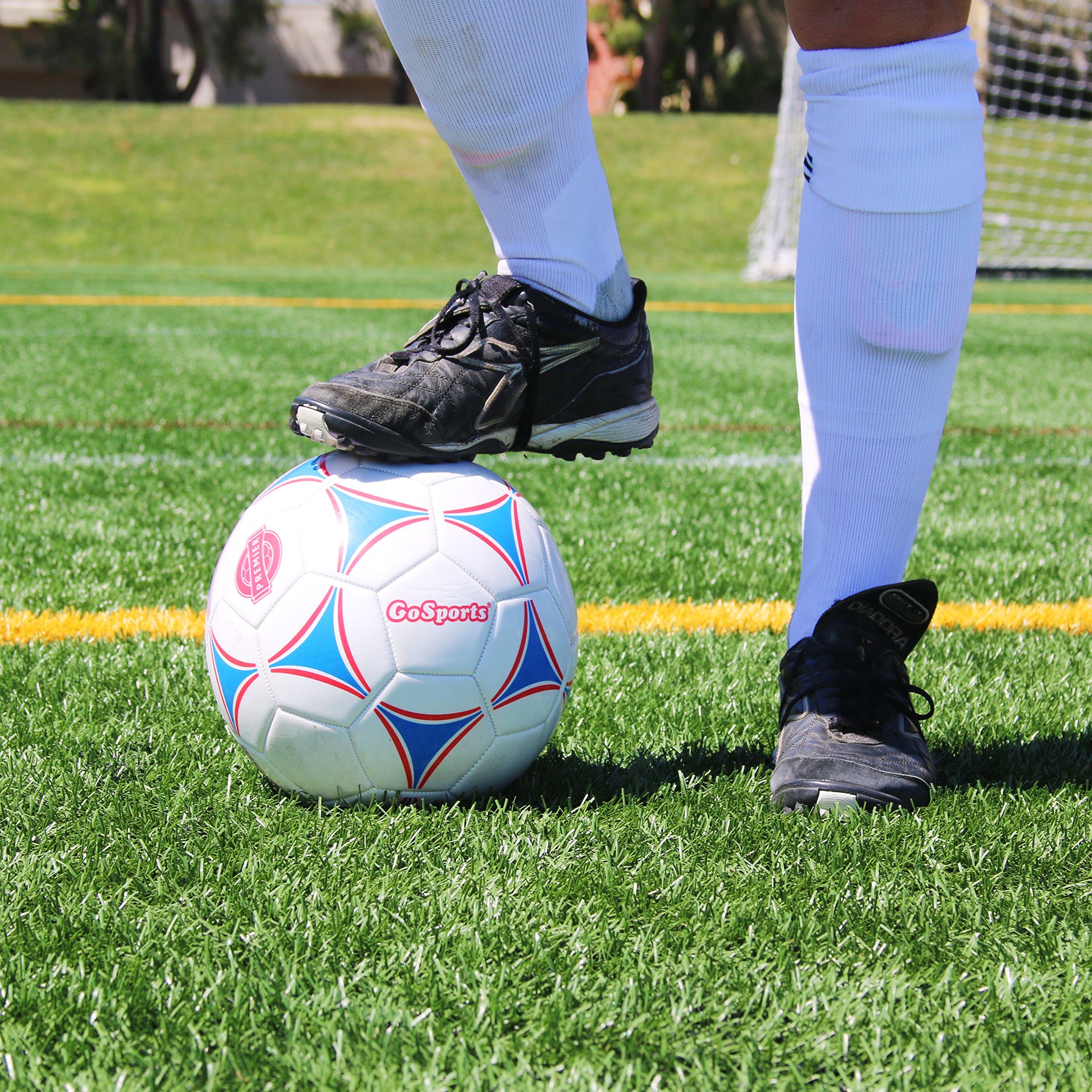 GoSports Premier Soccer Ball with Premium Pump - Available as Single Balls or 6 Packs - Choose Your Size