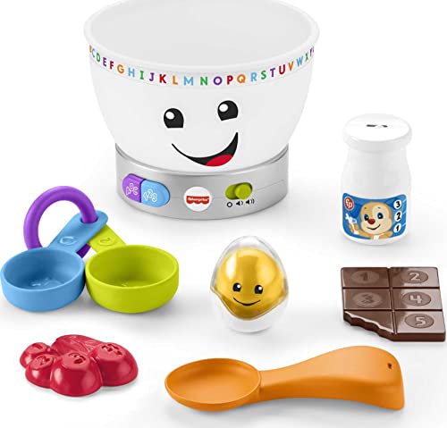 Fisher-Price Laugh & Learn Baby Learning Toy Magic Color Mixing Bowl With Pretend Food Music & Lights For Ages 6+ Months