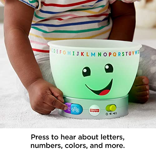 Fisher-Price Laugh & Learn Baby Learning Toy Magic Color Mixing Bowl With Pretend Food Music & Lights For Ages 6+ Months