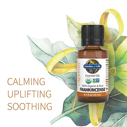 Garden of Life Essential Oil, Frankincense 0.5 fl oz (15 mL), USDA Organic & Pure, Clean, Undiluted & Non-GMO - for Diffuser, Aromatherapy, Meditation, Skincare - Calming, Uplifting, Soothing