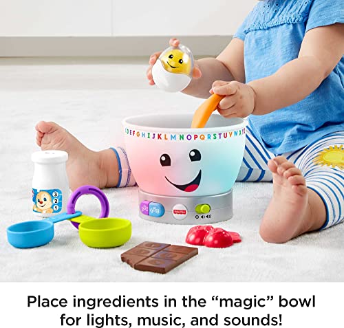 Fisher-Price Laugh & Learn Baby Learning Toy Magic Color Mixing Bowl With Pretend Food Music & Lights For Ages 6+ Months