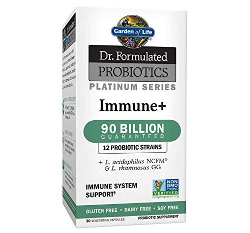 Garden of Life Dr. Formulated Probiotics Platinum Series Immune+ 90 Billion CFU Guaranteed, One a Day Probiotic Supplement Acidophilus & Rhamnosus, Vegan, Non-GMO Immune System Support, 30 Capsules