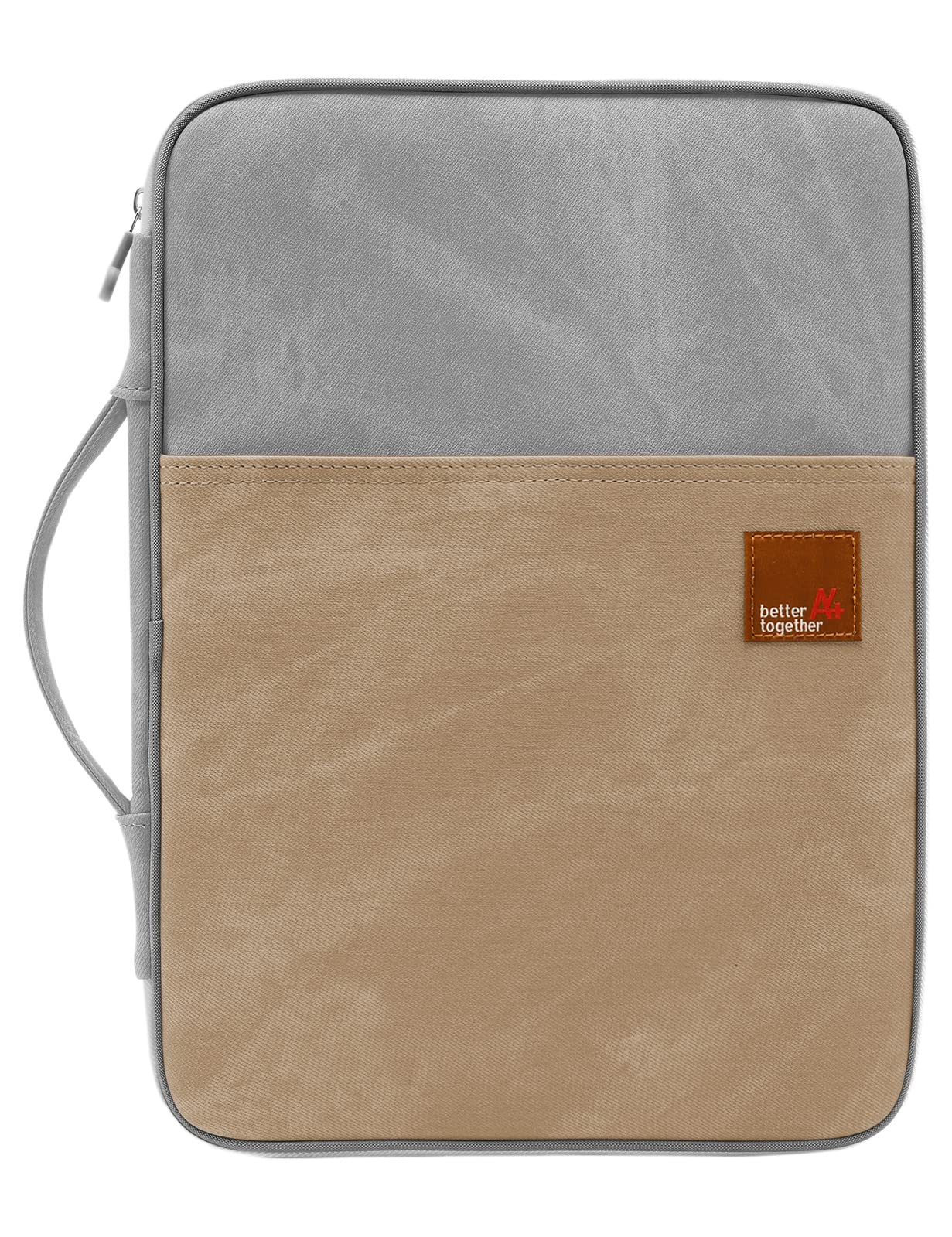 Mygreen Zipper Portfolio Organizer A4 Note Pouch-Waterproof Document Bags/Zipper Binder/Paper Case Khaki and Grey