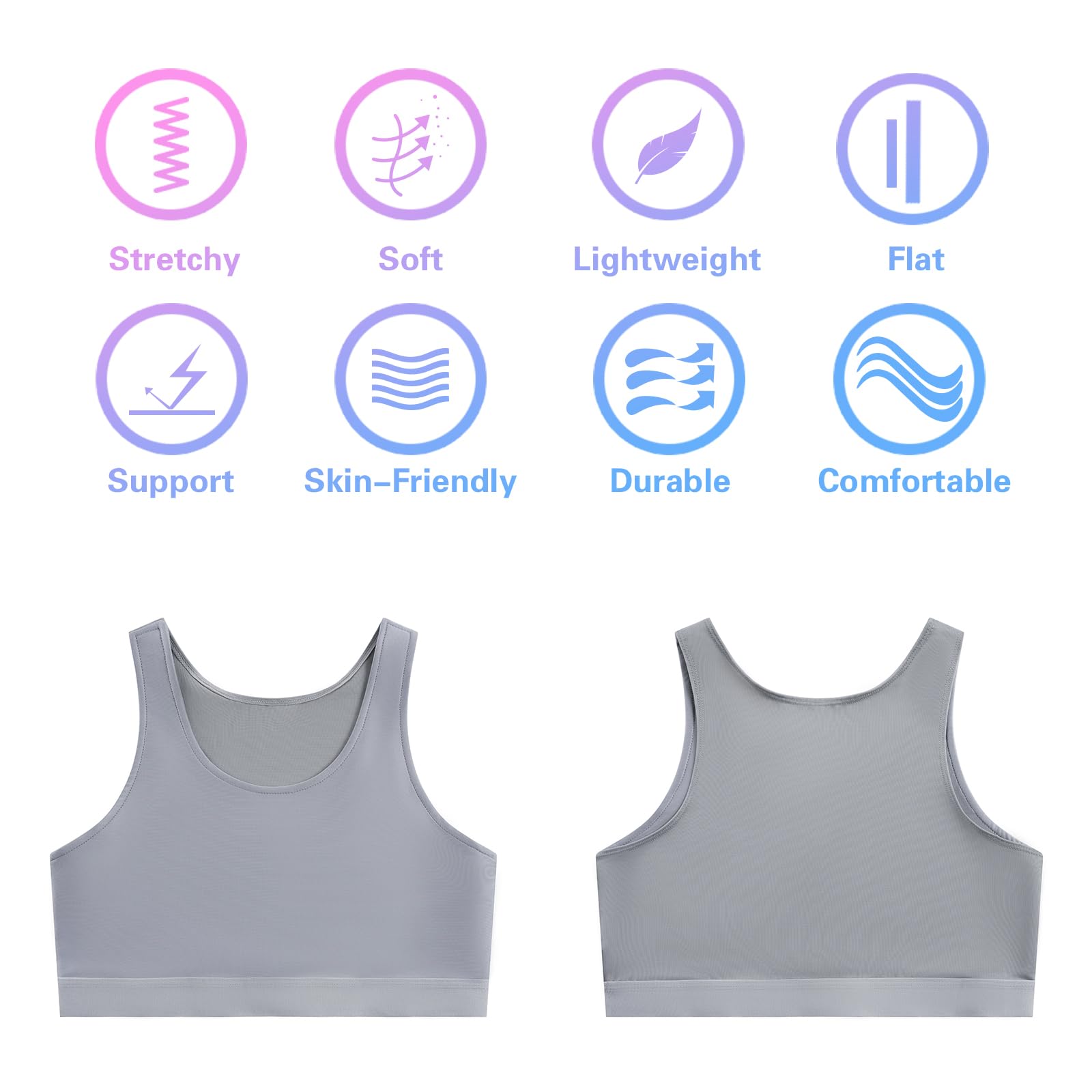 JARAZIN Chest Binder Binder Trans Transgender FTM Tomboy Pullover Breast Binder Bras Tank Top for Women (Medium, Grey)
