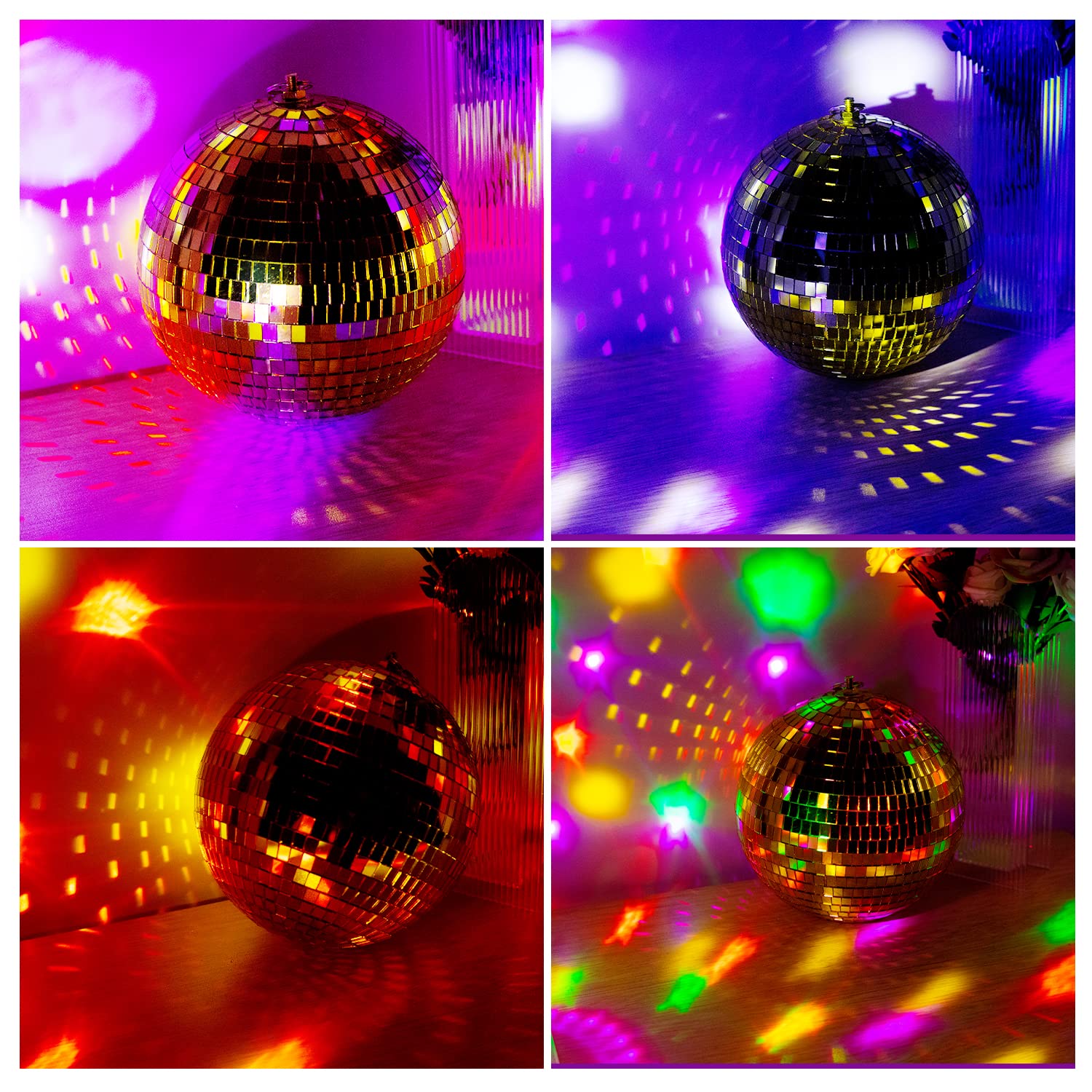 Mirror Disco Ball Decor with Hanging Ring: 8 Inch Large Gold Disco Ball Ornaments - Hanging Party Disco Balls for Party Decorations, 70s Theme Party, DJ, Wedding, Birthday, Christmas